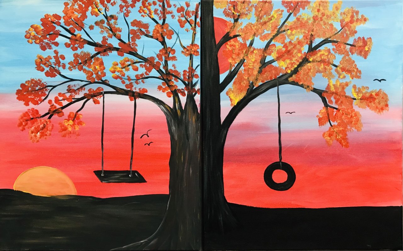 Swing Into Fall Paint And Sip Class In Studio Couples Canvas | Cheers N ...