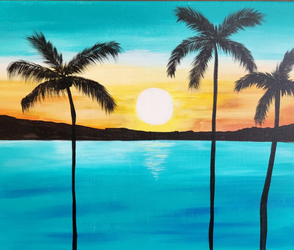 Teal Sunset Sip And Paint Class