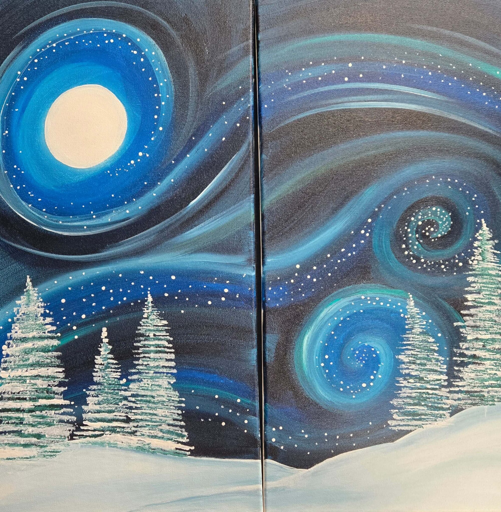 Windy Winter Night - Couples Sip And Paint Class